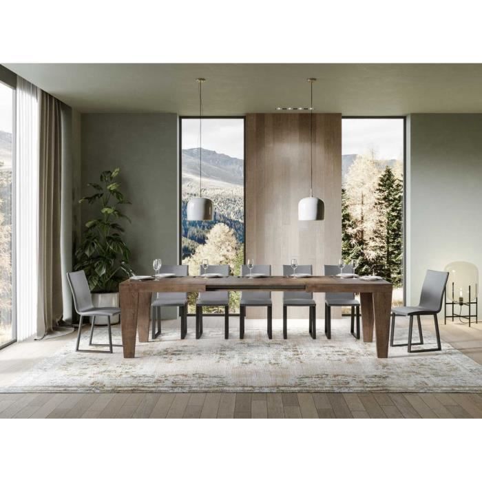 Table extensible 6 à 12 personnes bois foncé Kristo L 180 à 284 cm ...