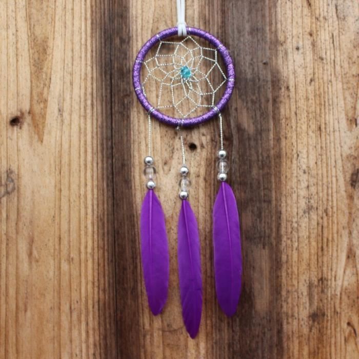 Carillon à vent,Attrape-rêves en plumes tissées à la main, décoration ...