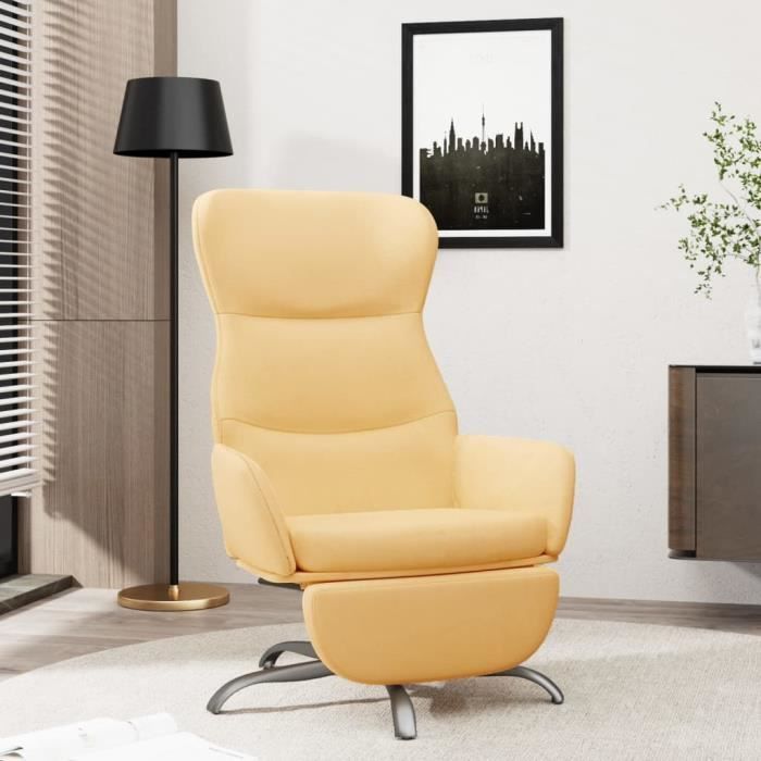 GOTOTOP Chaise de relaxation avec repose-pied Crème Tissu microfibre ...