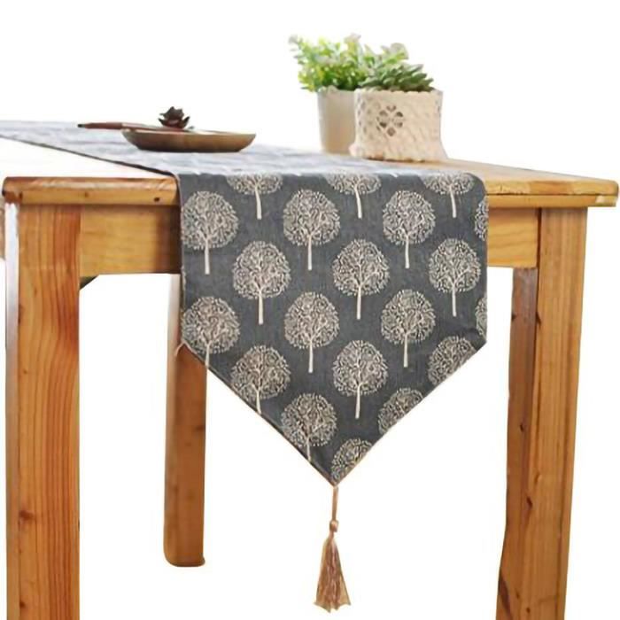 Chemin de Table Rustique Motif Lin en Coton Chemin de Table Lavable ...