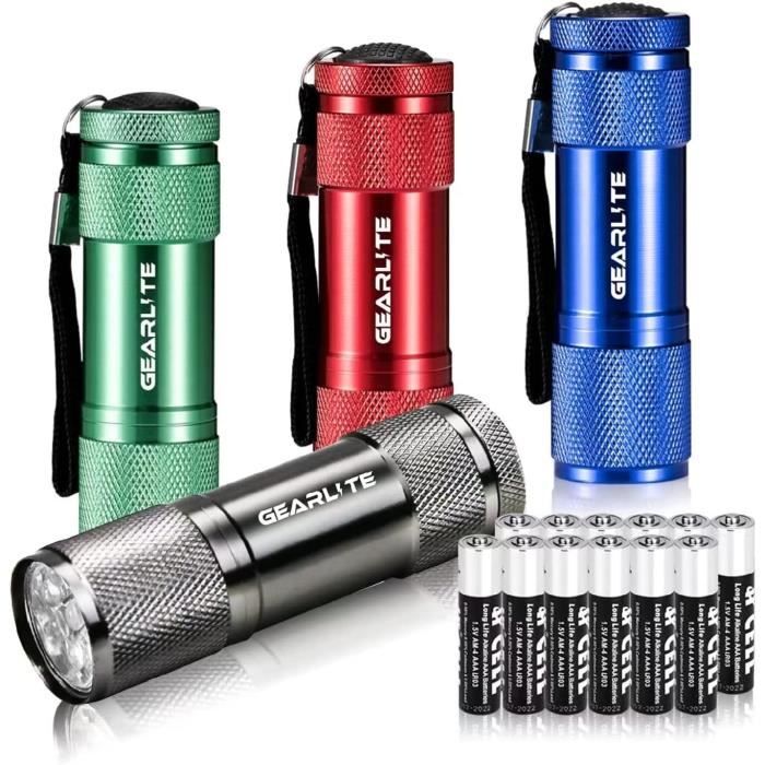 GEARLITE Mini Lampe Torche LED, 4 Pack Alm Lampe de Poche Enfant Petit ...