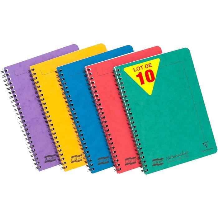 Clairefontaine 4850Z - Lot de 10 Cahiers à Spirale Notemakers Europa ...