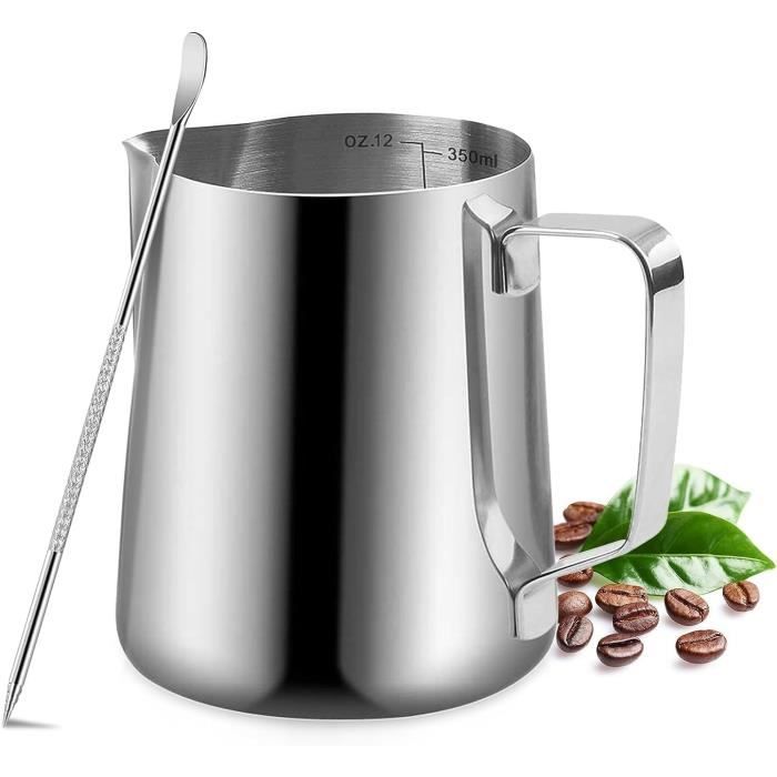Pot à Lait, 350ml Pot a Lait Inox pour Faire Mousser le Lait, Café au ...