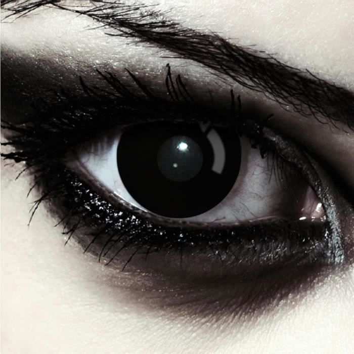 Lentilles De Couleur Complètement Noir Pour Halloween Costume De ...