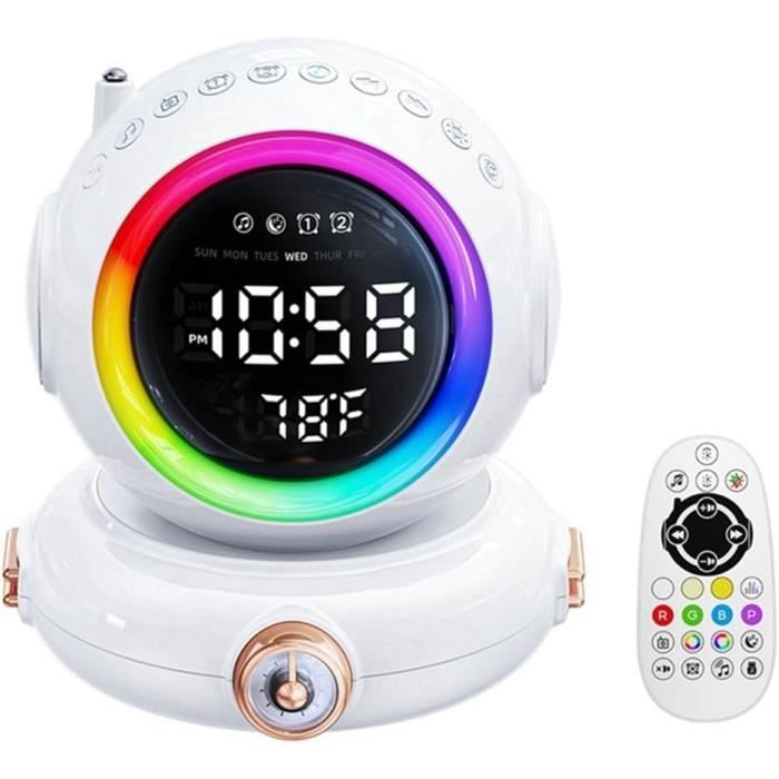 1 Ensemble Lumière De Réveil Haut-Parleur Bluetooth Mini Radio Fm Lampe De Nuit Astronaute ...