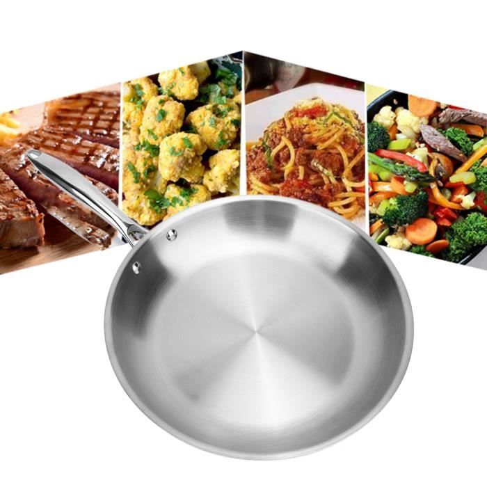 30 x 5 cm Poêle À Frire En Acier Inoxydable 3 Couches Induction Steak Pot pour Cuisine ...