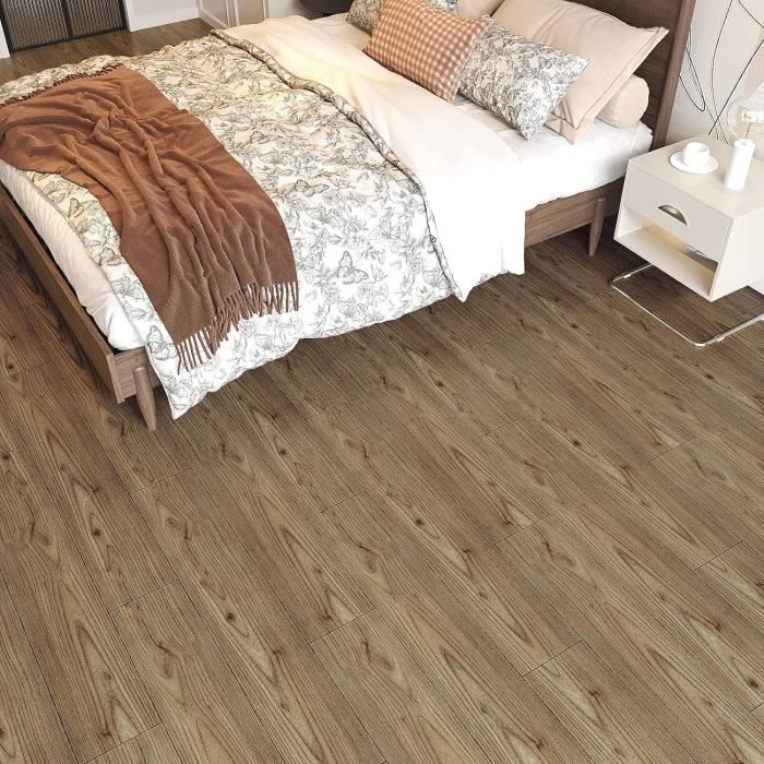 Sol Pvc Adhesif Bois Marron Dalle Pvc Adhesive Sol Stickers Effet Bois ...