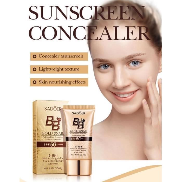 BB Crème, Crème Solaire Visage SPF 50+ BB Crème Hydratante Correctrice Écran Solaire Pour Visage ...