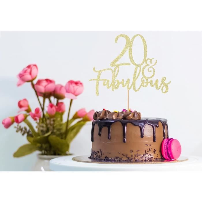 Decoration Gateau Anniversaire 20 Ans Paillettes Dorées 20& Fabulous ...