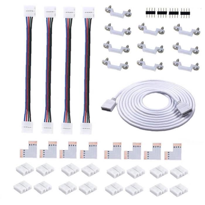 JOLI Kit de câble de rallonge à bande LED, kit de connecteur de bandeD ...