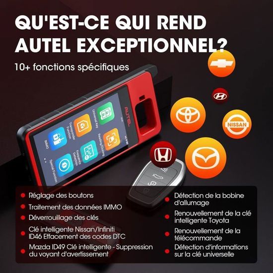 Autel MaxiIM KM100E Outil Programmation Clé Antidémarrage Clé Voiture Puce Lecture/Écriture ...