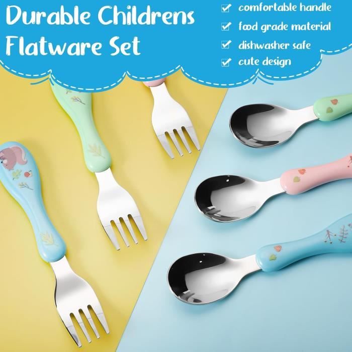 6 Pièces Set De Couverts Enfant En Inox, 3 X Fourchettes, 3 X Cuillères ...