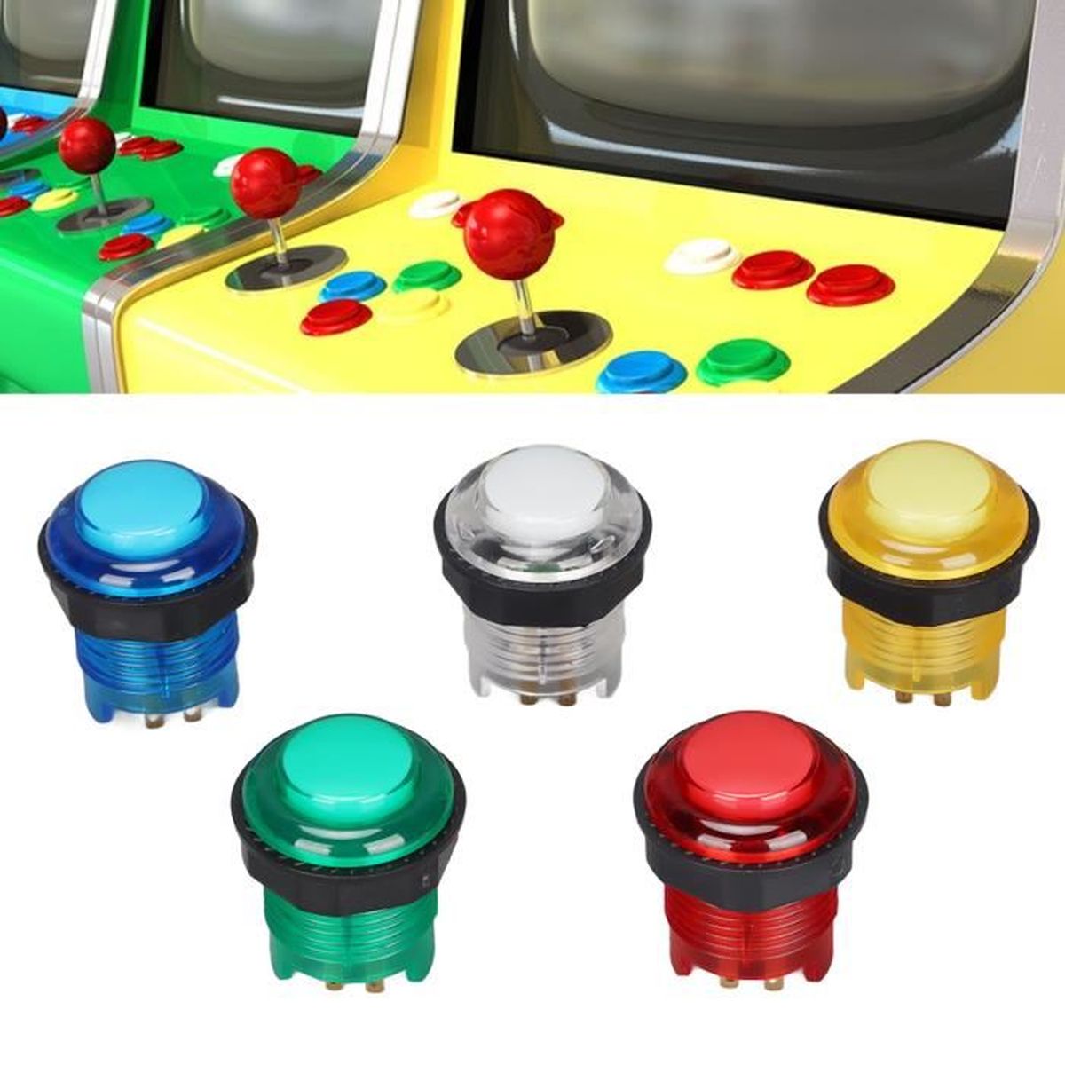 Pièces de jeu d'arcade - FYDUN - Bouton poussoir lumineux LED 5PC / set avec microrupteur ...