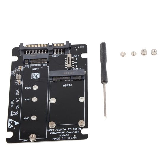 Carte adaptateur convertisseur 2 en 1 Mini M.2 NGFF et MSATA SSD vers disque dur SATA 3.0 ...