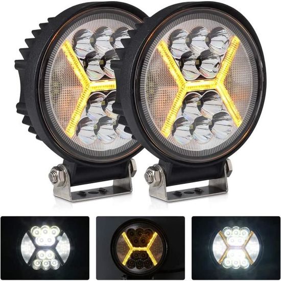 2 PCS Phare de Travail Led 12v, 132W Phares Longue Portee Led Moto 4x4 ...