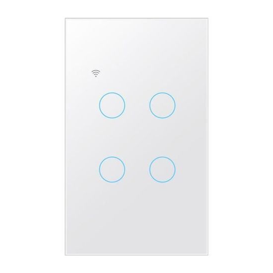 INTERRUPTEUR,White 4Gang US-Norme UE--interrupteur WiFi intelligent, 1 ...