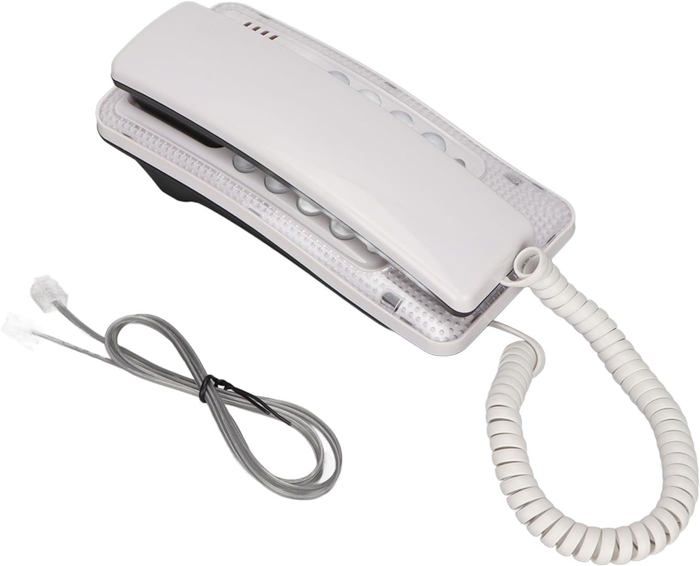 Téléphone Filaire, KXT‑438 Téléphone Fixe Mural avec Fonction de Rappel Rapide et Muet pour la ...