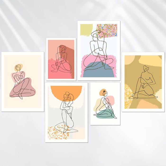 Pano Lot De 6 Affiches Design Pour Décoration Murale " Women Colorful ...