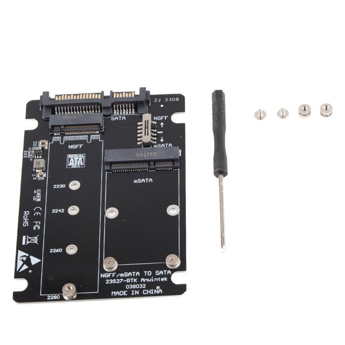 Carte adaptateur convertisseur 2 en 1 Mini M.2 NGFF et MSATA SSD vers disque dur SATA 3.0 ...