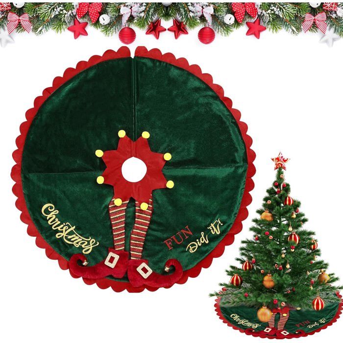Jupe sapin Noël elfe verte 120 cm, peluche couvre-pied grande pour ...
