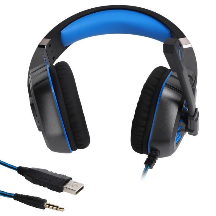 Casque filaire Casque de jeu filaire avec microphone à lumière LED ...