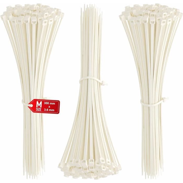 Collier de Serrage 300 mm x 3,6 mm, Attache Câble, Serre Câbles Rilsan ...