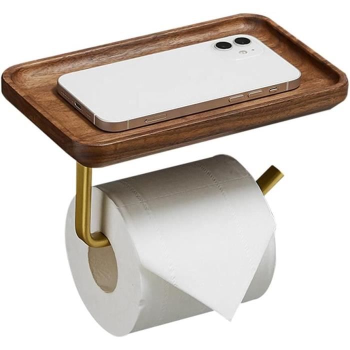 Porte-Papier Toilette Bois Support Papier Wc Adhesif Porte Rouleau Wc ...