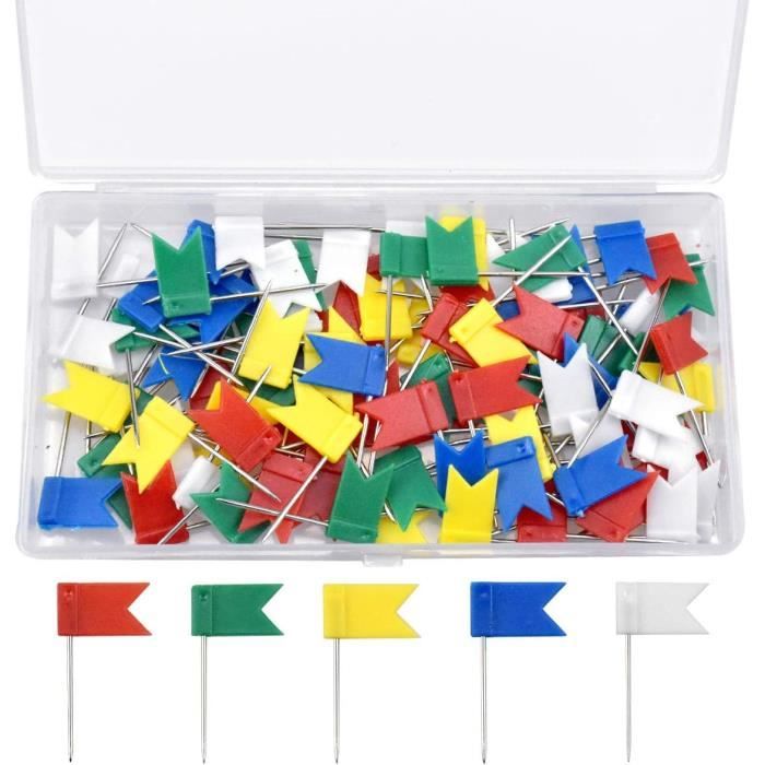 100 Pièces Punaises Tableau Liège Drapeau, Carte Drapeau Punaises ...