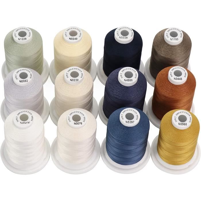 12 Couleurs Neutre&Jean Fil 100% coton mercerisé polyvalent 30WT (50S-3 ...