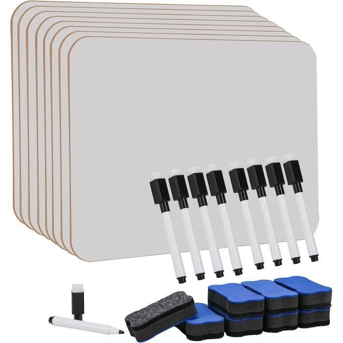 Mini tableau blanc A4, effaçable à sec double face avec stylos pour ...