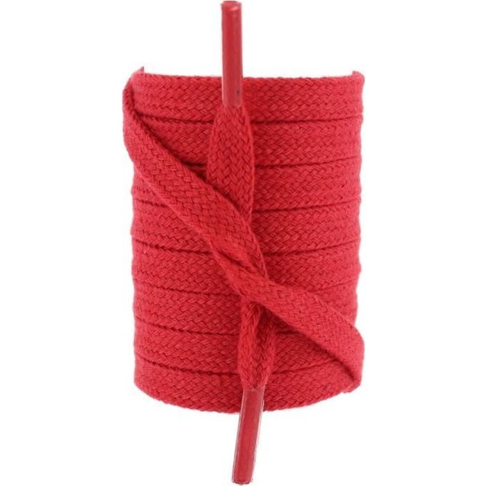 Les lacets Français. Lacet plat et épais. 8mm, Coton. Rouge, Uni. 110cm ...