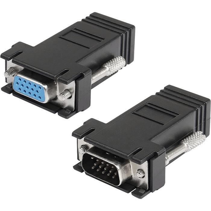 Adaptateur Vga Vers Rj45, Extension De Transmission Vga 15 Broches Mâle ...