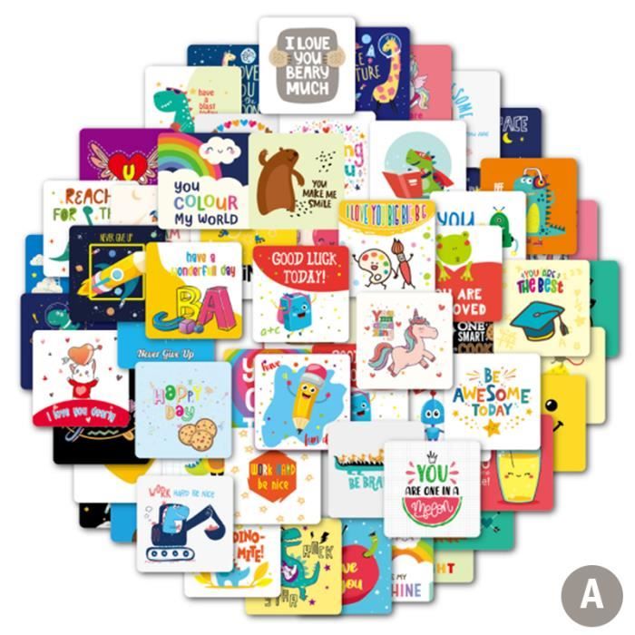 Gommette,Boîte à déjeuner de 60 Notes pour enfants, jolies cartes d ...