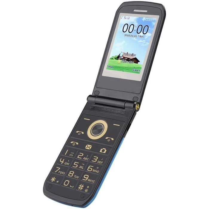 Fydun téléphone à clavier Clavier bleu double écran Flip Smartphone ...