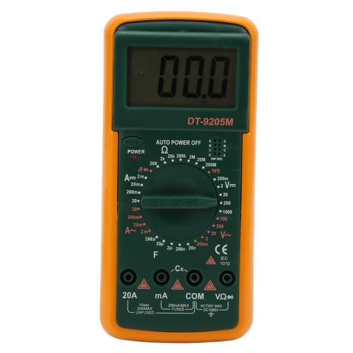 Multimètre professionnel DT‑9205M LCD grand écran multimètre numérique ...