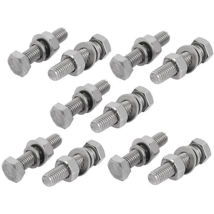 Boulon A Embase - Map 10 Set M8X40Mm Vis Tête Hex Acier Inox 304 Kit - Cdiscount Bricolage