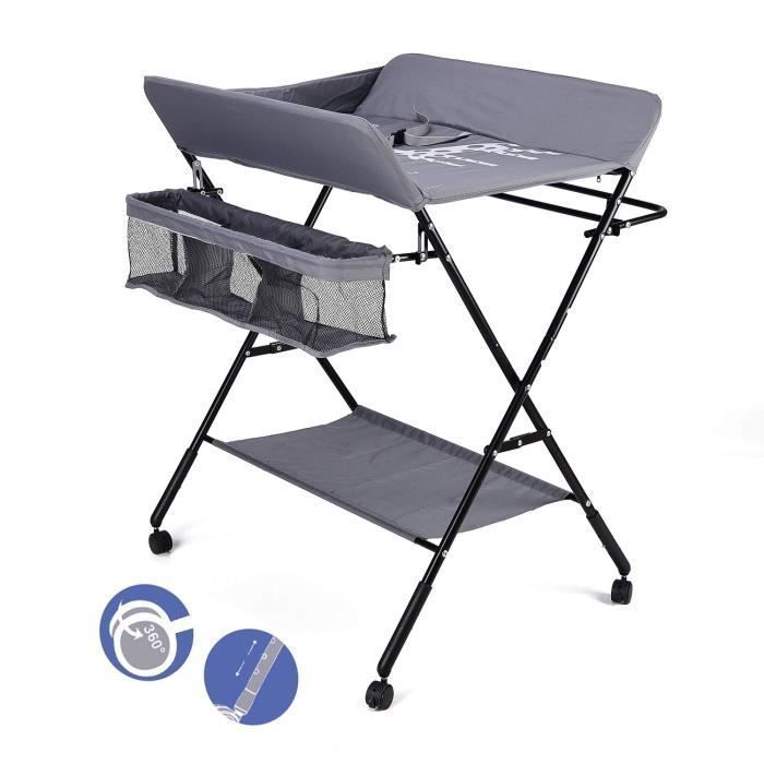 Table à langer Pliable pour bébé avec Roulettes, Sac de rangement ...