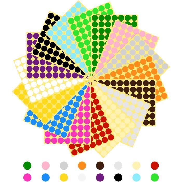 Pastille Autocollante De Couleur, 1120Pcs Gommettes Autocollantes ...