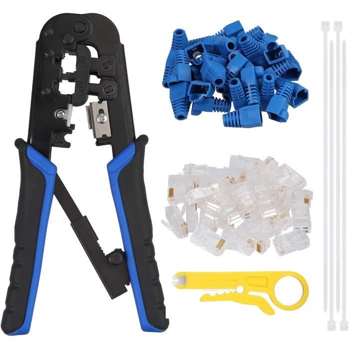 Kit De Pince À Sertir Rj45 + 30 Paires Connecteurs Cristal Rj45 Cat5, 1 ...