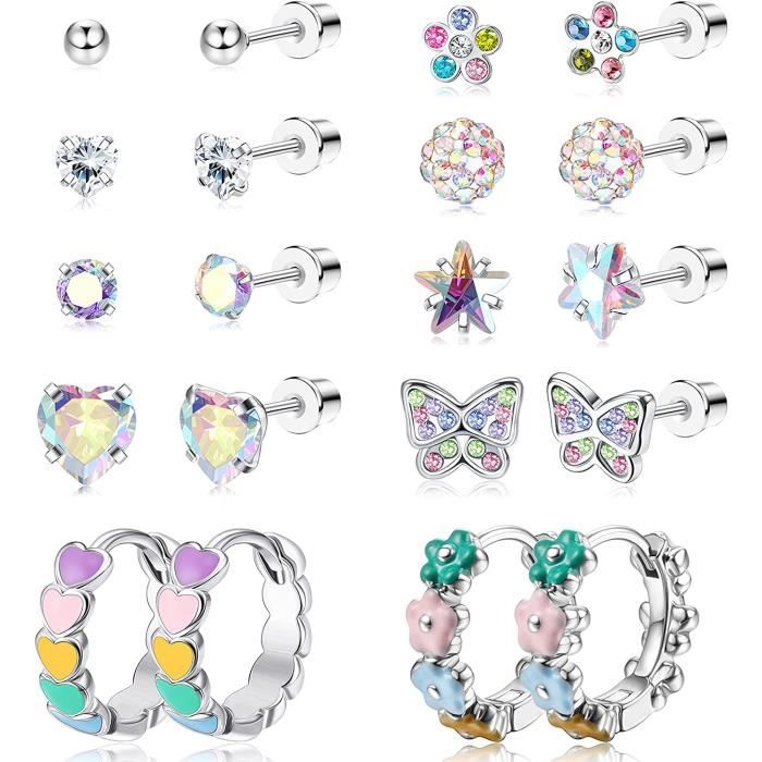 JeweBella 10Paires Petites Boucles d'oreilles pour Femme Fille Acier ...