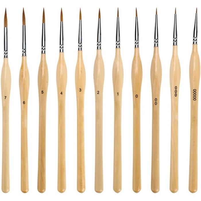 Ensemble de 11 pinceaux, pinceaux micro-détails pour peinture acrylique ...