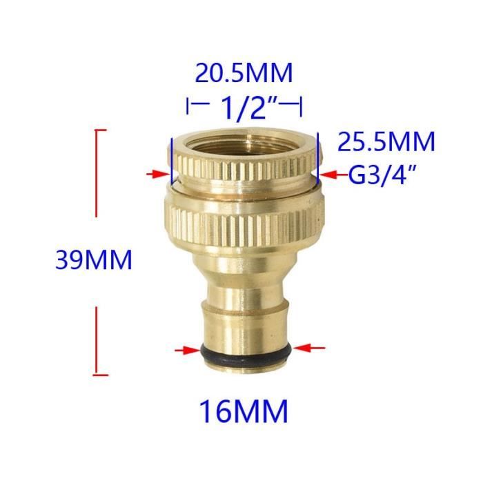 1I2 3I4 Female -Connecteur rapide en laiton, filetage 1-2 "3-4" 1 ", connecteur à mamelon M22-24 ...