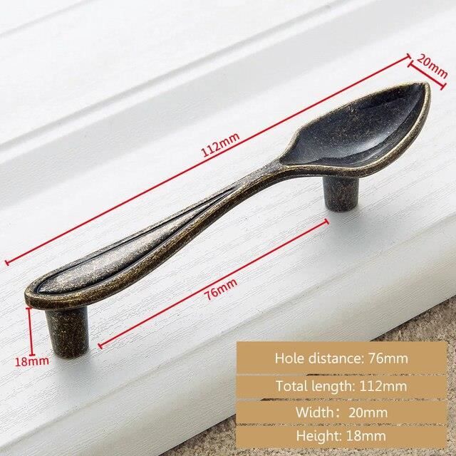 BOUTON DE MEUBLE,Spoon 76mm Bronze--Poignée de tiroir de bureau en ...