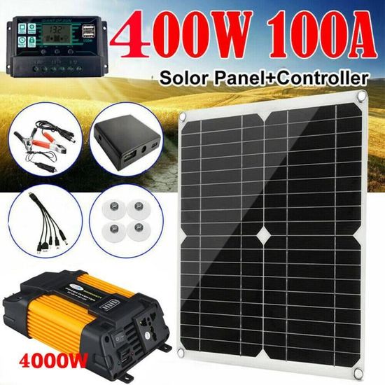 Kit Panneau Solaire avec Onduleur Panneau Solaire 400 W et onduleur 4000W,Contrôleur 100A Kit ...