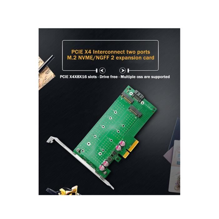 Carte D'Extension PCIE4.0 PCIE4.0 X4 Vers M.2 NVMe+NGFF (SATA) SSD Carte Adaptateur pour Disque ...