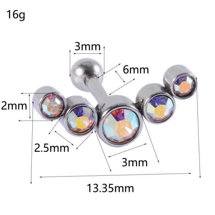 ANNEAU DE PIERCING,K left Ear-1.2X6Shaft--Boucles'oreilles Helix Tragus ...