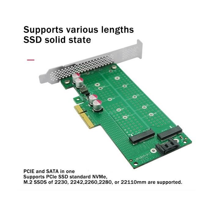 Carte D'Extension PCIE4.0 PCIE4.0 X4 Vers M.2 NVMe+NGFF (SATA) SSD Carte Adaptateur pour Disque ...