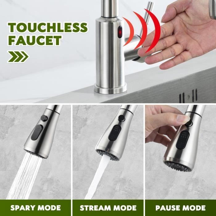 Robinet De Cuisine Touchless Avec Douchette Extractible, Robinets D ...