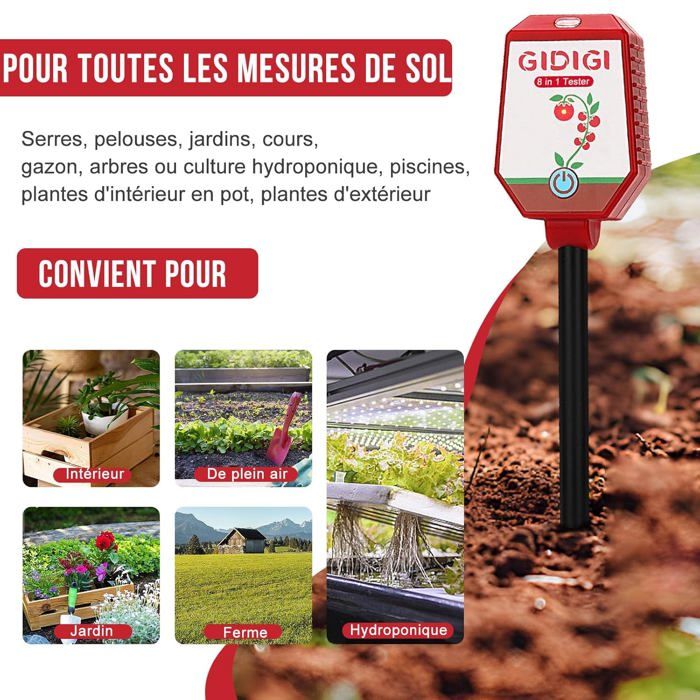 Testeur d'humidité pH sol , kit d'analyse du sol - Cdiscount Jardin