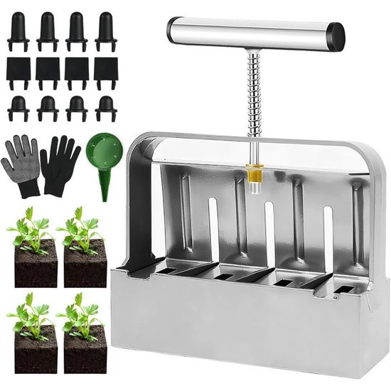 Manual Soil Blocker, Sowing Ball Press with Seed ill and Gloves, Soil Blocker Tool for Planting ...